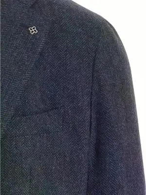 Tagliatore Herringbone-knit Single-breasted Blazer
