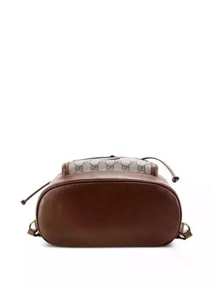 Gucci Interlocking G Patch Drawstring Flap Gg Coated Canvas Small Backpack