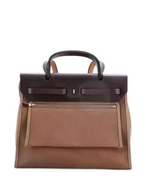 Hermès Herbag Zip Leather And Toile Shoulder Bag