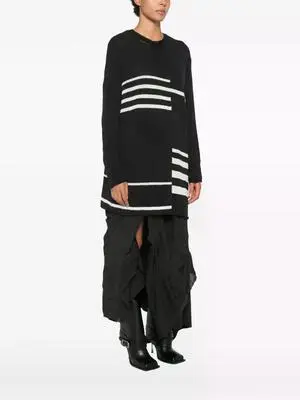 Yohji Yamamoto Intarsia-knit Distressed-effect Sweater