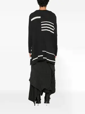 Yohji Yamamoto Intarsia-knit Distressed-effect Sweater