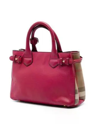 Burberry Small Grainy Calfskin And House Check Banner Satchel - Red