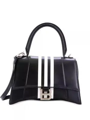 Balenciaga X Adidas Hourglass Top Handle Bag Leather Satchel - Black
