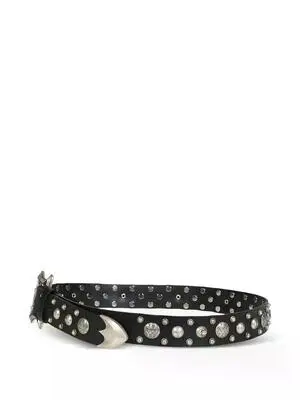 THUG CLUB Dragon Stud-embellished Leather Belt - Black
