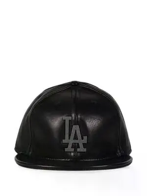 EARTHLING COLLECTIVE Brain Bucket Logo-plaque Leather Cap - Black