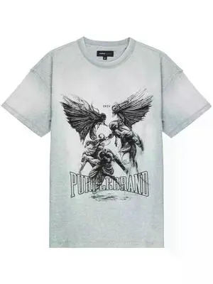 PURPLE BRAND Fight-print Cotton T-shirt - Grey