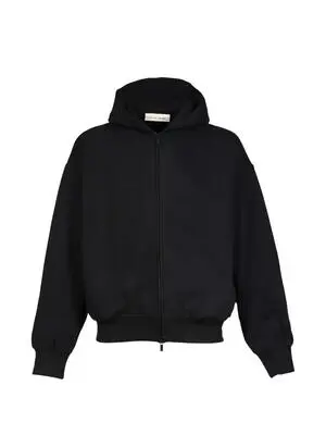 ESSENTIALS Logo-print Zip-up Hoodie - Black