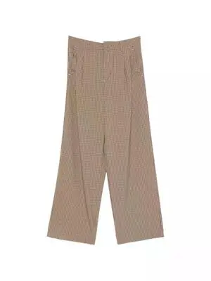 WHITE SAND Check-pattern Wide-leg Trousers - Neutrals