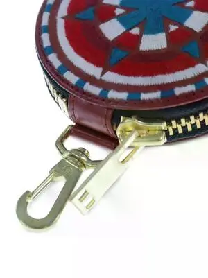 BLACK MEANS Embroidered-panel Leather Coin Case