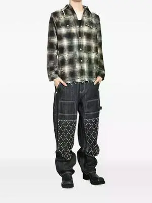 THUG CLUB Studded Double-knee Jeans