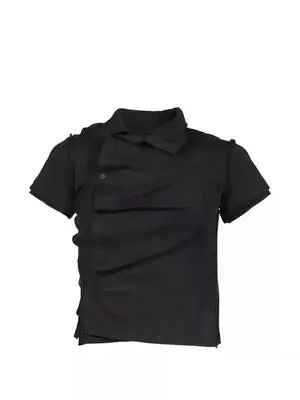 Natasha Zinko Shrunken Double-collar Polo Shirt - Black