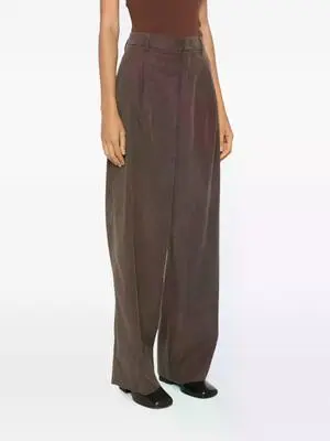 WHITE SAND Pleated Wide-leg Trousers