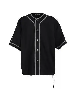 MASTERMIND WORLD Logo-patch Denim Baseball Shirt - Black