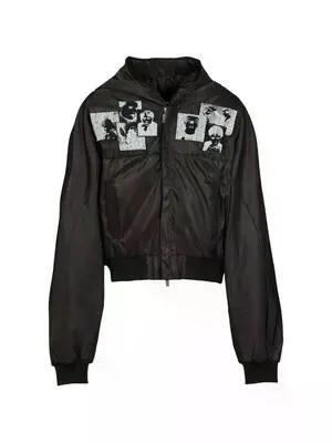 RRR123 Mentalists Patch-detail Hooded Bomber Jacket