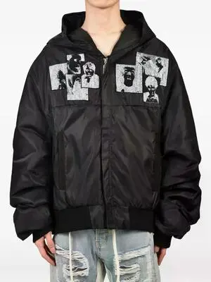 RRR123 Mentalists Patch-detail Hooded Bomber Jacket