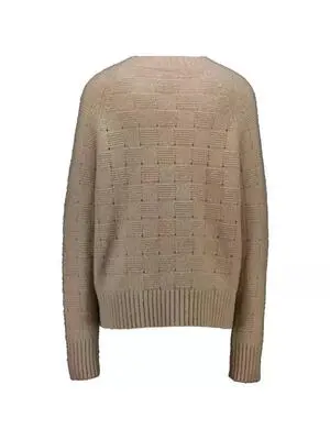 ALLUDE Basket-weave Crew-neck Sweater