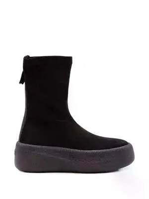 VIC MATIE Creppy Platform Ankle Boots - Black