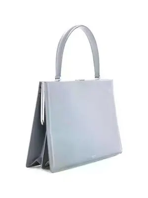 Celine Clasp Top Handle Bag Leather Medium Satchel - Grey