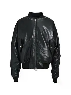 BREATH Python-effect Faux-leather Bomber Jacket