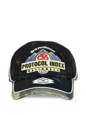 PROTOCOL INDEX Distressed Camouflage-panel Cap - Black