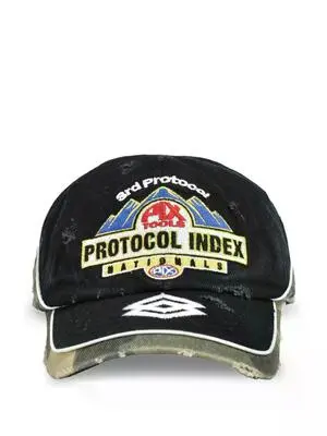 PROTOCOL INDEX Distressed Camouflage-panel Cap - Black