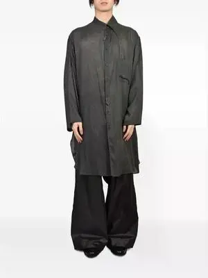 Yohji Yamamoto Asymmetric-collar Long Shirt - Black