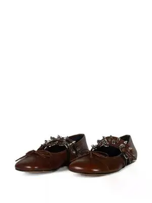 ABRA Spike-embellished Leather Ballet Flats