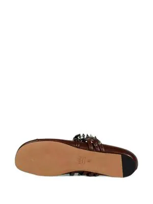 ABRA Spike-embellished Leather Ballet Flats