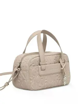 Armani Exchange Logo-embossed Leather Tote Bag - Neutrals