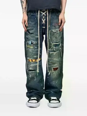JUN/NAKAYAMA Distressed Lace-up Flares