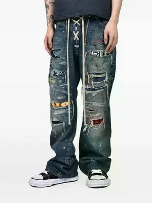 JUN/NAKAYAMA Distressed Lace-up Flares