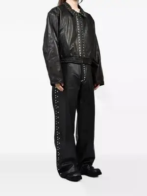 EARTHLING COLLECTIVE David Stud-embellished Leather Trousers