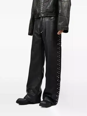 EARTHLING COLLECTIVE David Stud-embellished Leather Trousers
