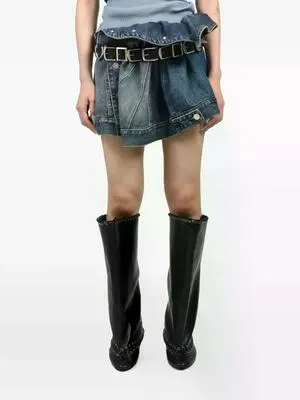 AUGUST BARRON Belted Asymmetric Mini Skirt