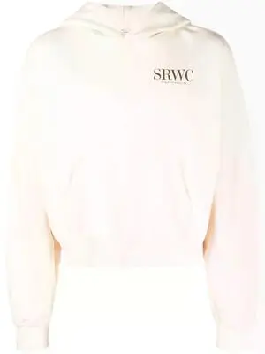 SPORTY & RICH Logo-print Long-sleeve Hoodie - Neutrals