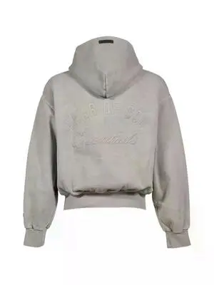 ESSENTIALS Logo-embroidered Zip-up Hoodie - Grey