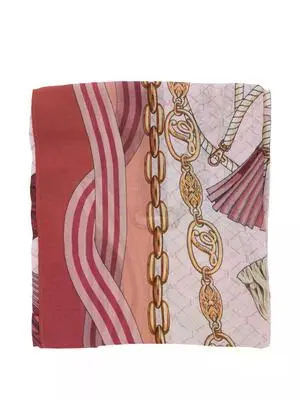 TWINSET Chain-print Striped Scarf - Pink