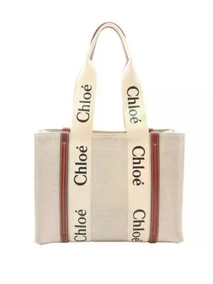 Chloé Medium Woody Canvas Tote Bag - Neutrals