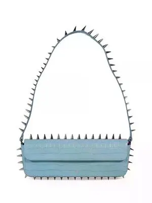 ABRA Spike Crocodile-effect Leather Shoulder Bag - Blue