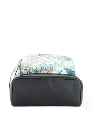 Gucci Zip Pocket Blooms Print Gg Coated Canvas Small Backpack - Blue