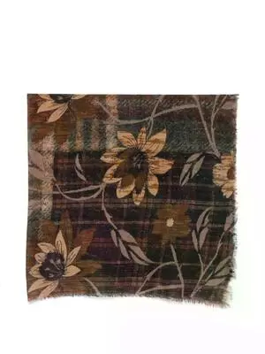 SGOMBERO CANTINE Floral-print Fringed Scarf - Brown