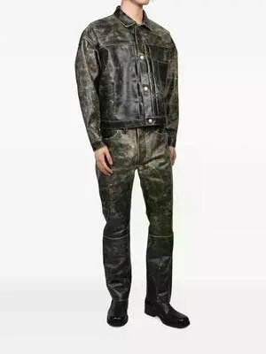 SAINT MXXXXXX Distressed Leather Jacket