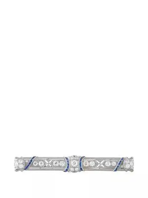 LB EXCLUSIVE Platinum Diamond And Sapphire Brooch - Silver