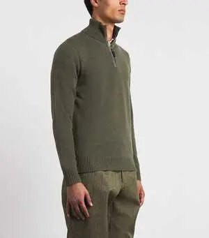 Purdey Cashmere Leather-trimmed Quarter-zip Pullover