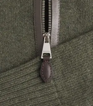 Purdey Cashmere Leather-trimmed Quarter-zip Pullover