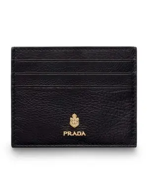 Prada Leather Logo Card Holder - Black