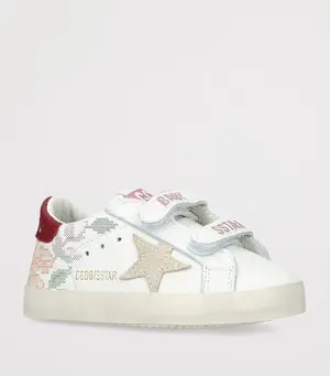 GOLDEN GOOSE Leather Baby School Floral Sneakers