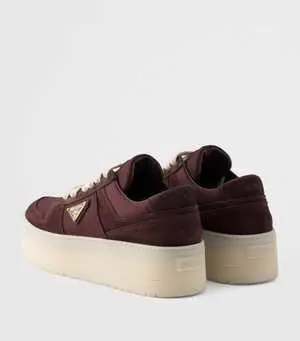 Prada Suede And Re-nylon Downtown Bold Sneakers - Burgundy