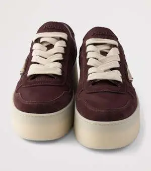 Prada Suede And Re-nylon Downtown Bold Sneakers - Burgundy