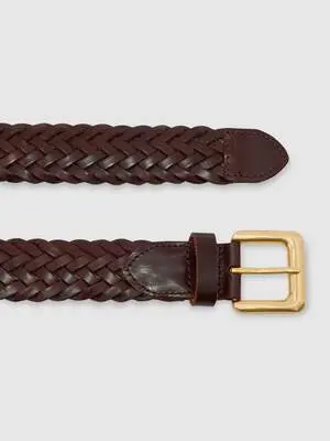 REISS Leather Woven Belt